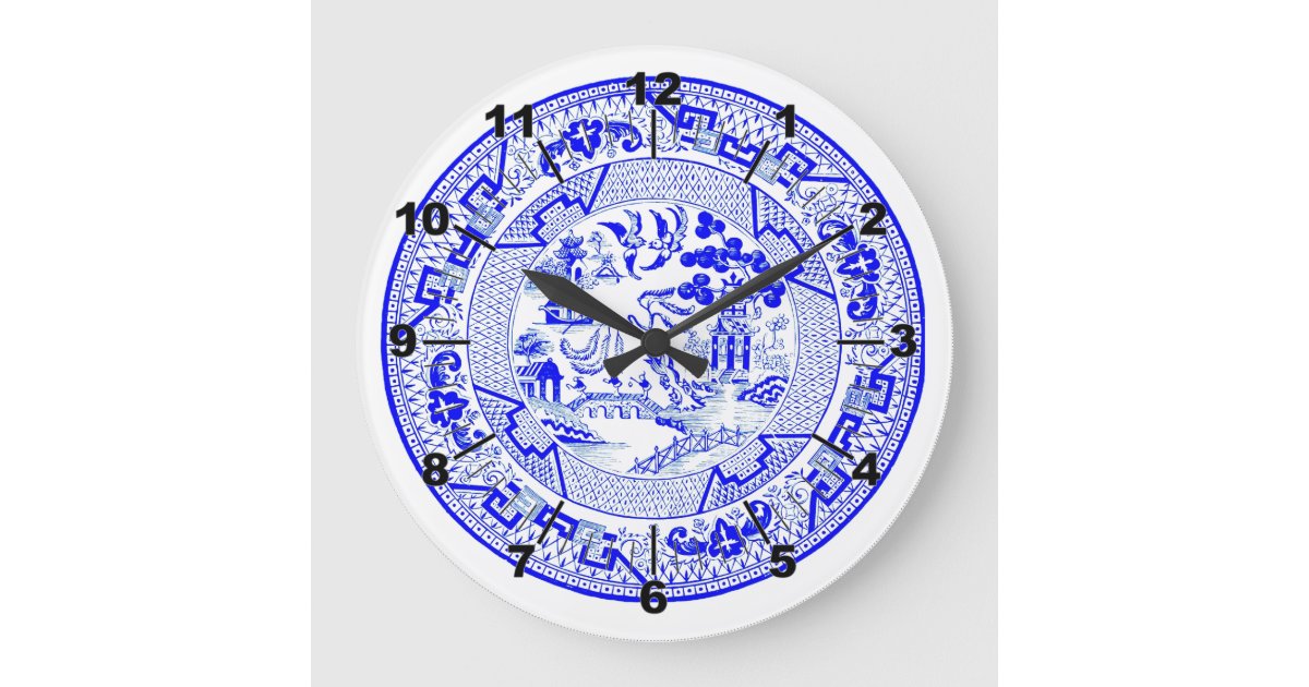 Blue Willow Pattern [1912] Large Clock | Zazzle