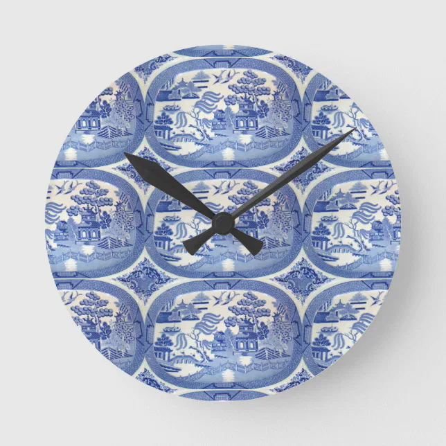 Blue Willow Tim - Perfect Accent for Kitchens Round Clock | Zazzle