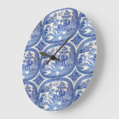 Blue Willow Time - Add vintage class to your wall Large Clock | Zazzle