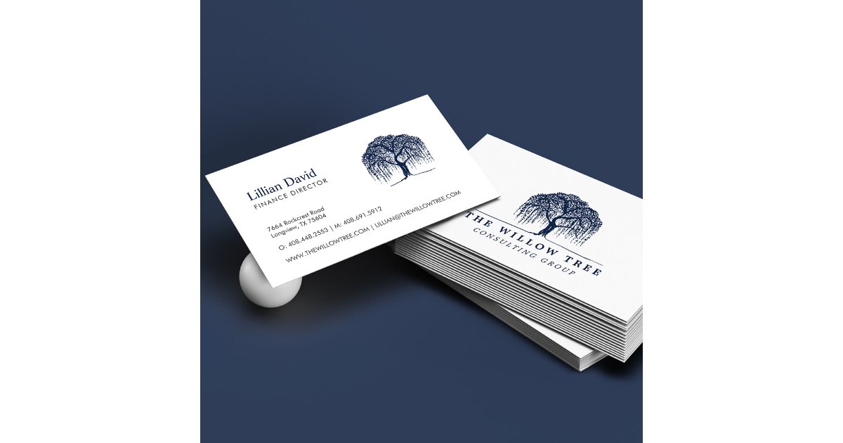Blue Willow Tree Logo Business Card | Zazzle