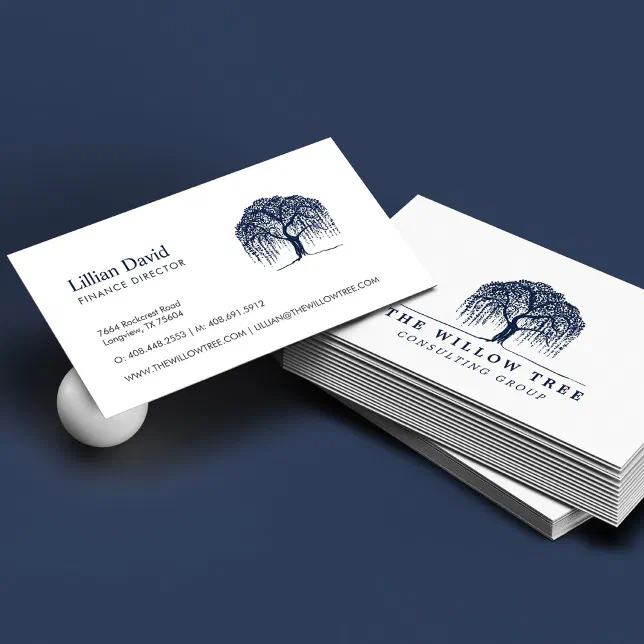 Blue Willow Tree Logo Business Card | Zazzle