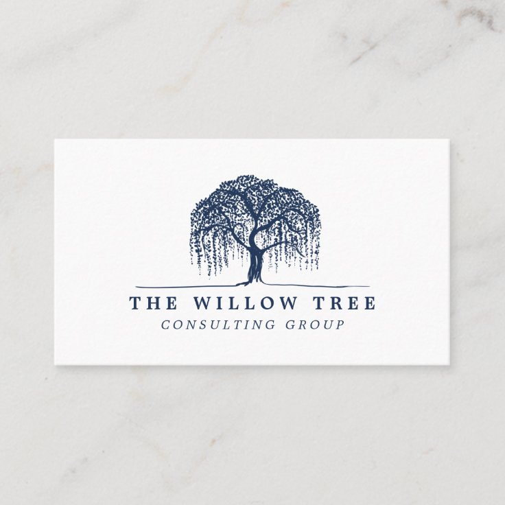 Blue Willow Tree Logo Business Card | Zazzle