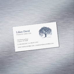 Blue Willow Tree Logo Business Card Magnet | Zazzle