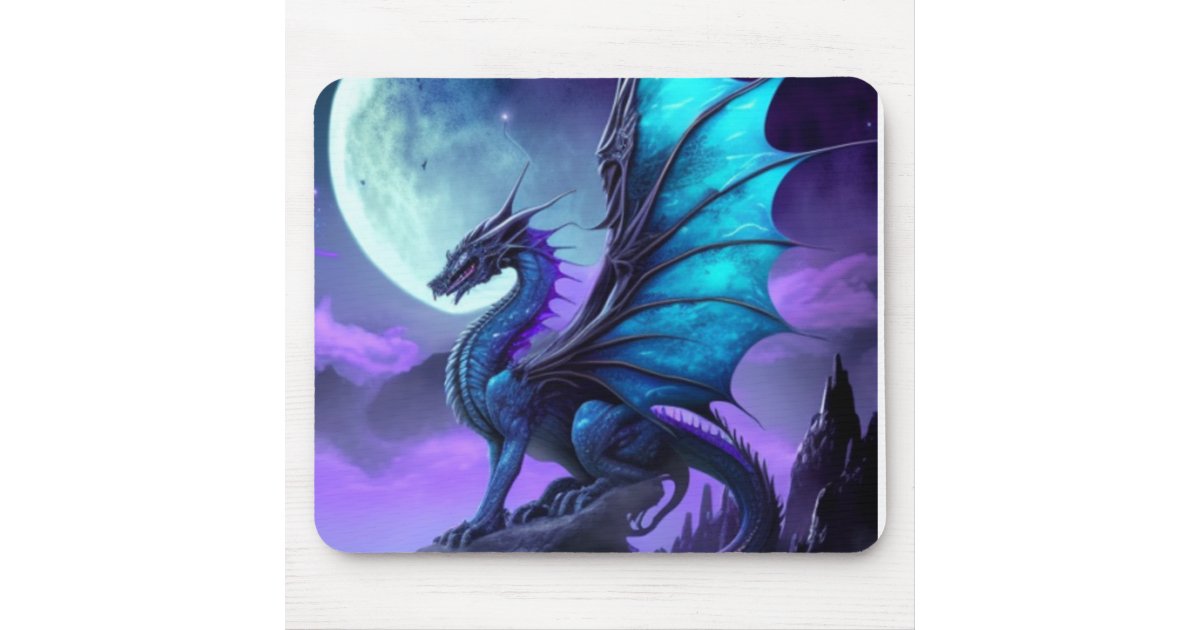Blue Winged Dragon Mouse Pad | Zazzle