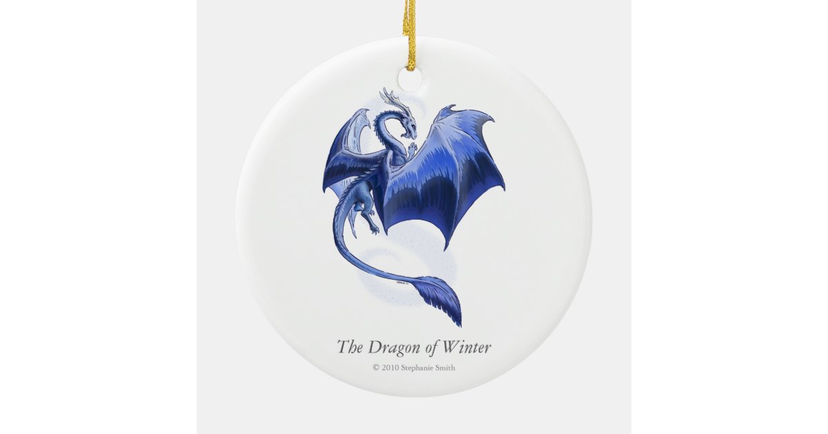 Blue Winter Dragon Fantasy Nature Art Ceramic Ornament | Zazzle