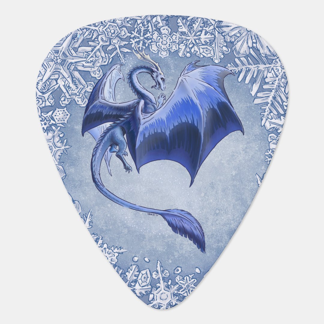 Blue Winter Dragon Fantasy Nature Art Guitar Pick | Zazzle