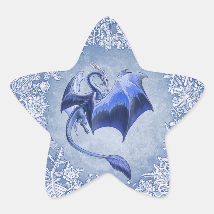 Blue Winter Dragon Fantasy Nature Art Star Sticker | Zazzle.com