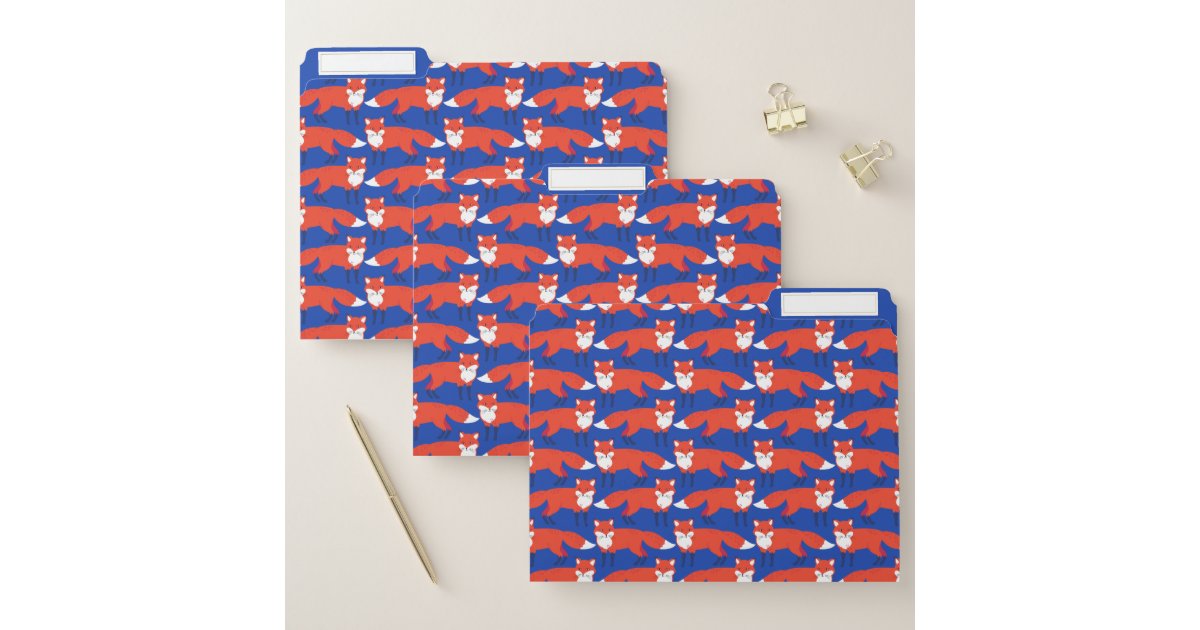 Blue Winter Forest Woodland Fox File Folder | Zazzle