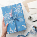 Blue Winter Snowflake Christmas Wrapping Paper | Zazzle