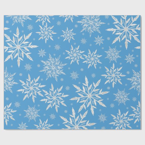 Blue Winter Snowflake Christmas Wrapping Paper | Zazzle
