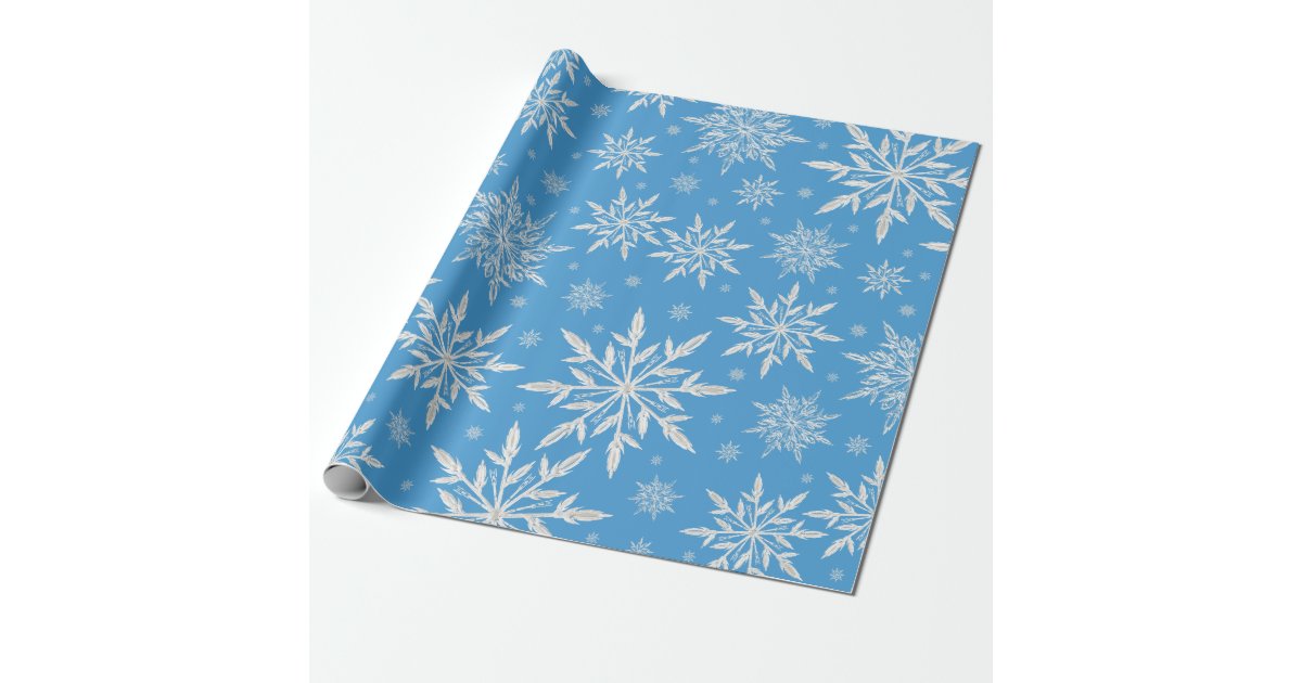 Blue Winter Snowflake Christmas Wrapping Paper | Zazzle.com