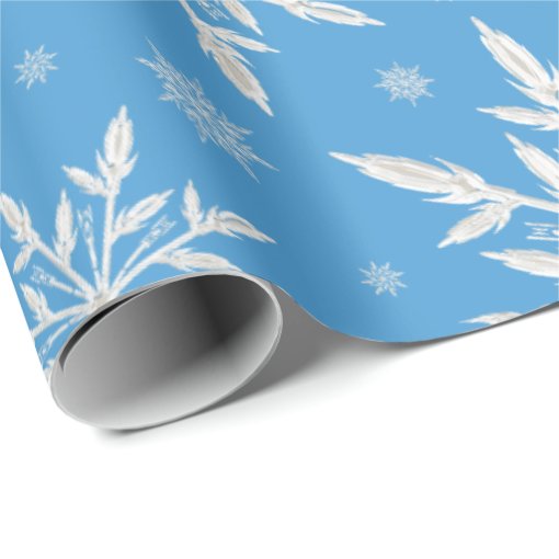 Blue Winter Snowflake Christmas Wrapping Paper | Zazzle
