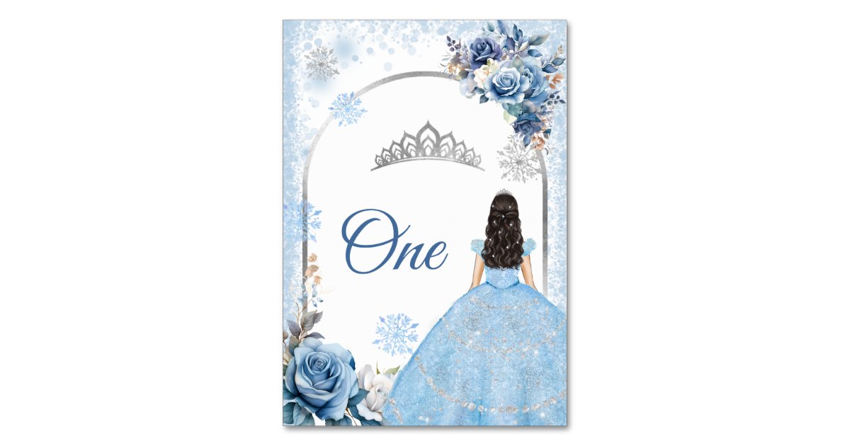 Blue Winter Snowflake Mis Quince Table Number | Zazzle