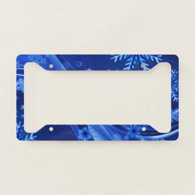 Blue Winter Snowflakes Christmas License Plate Frame | Zazzle