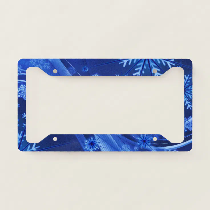 Blue Winter Snowflakes Christmas License Plate Frame | Zazzle