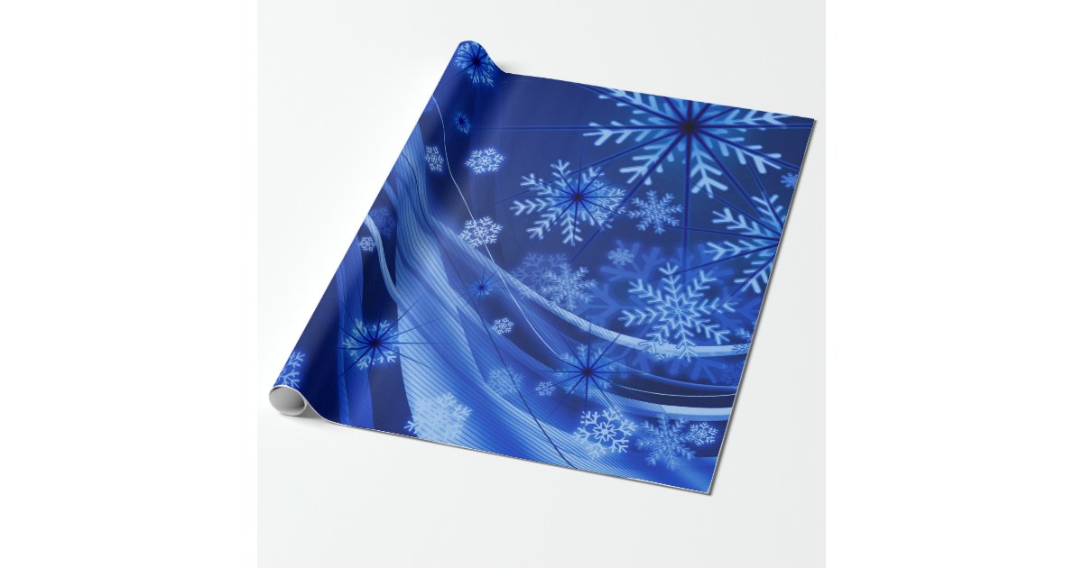 Blue Winter Snowflakes Christmas Wrapping Paper | Zazzle