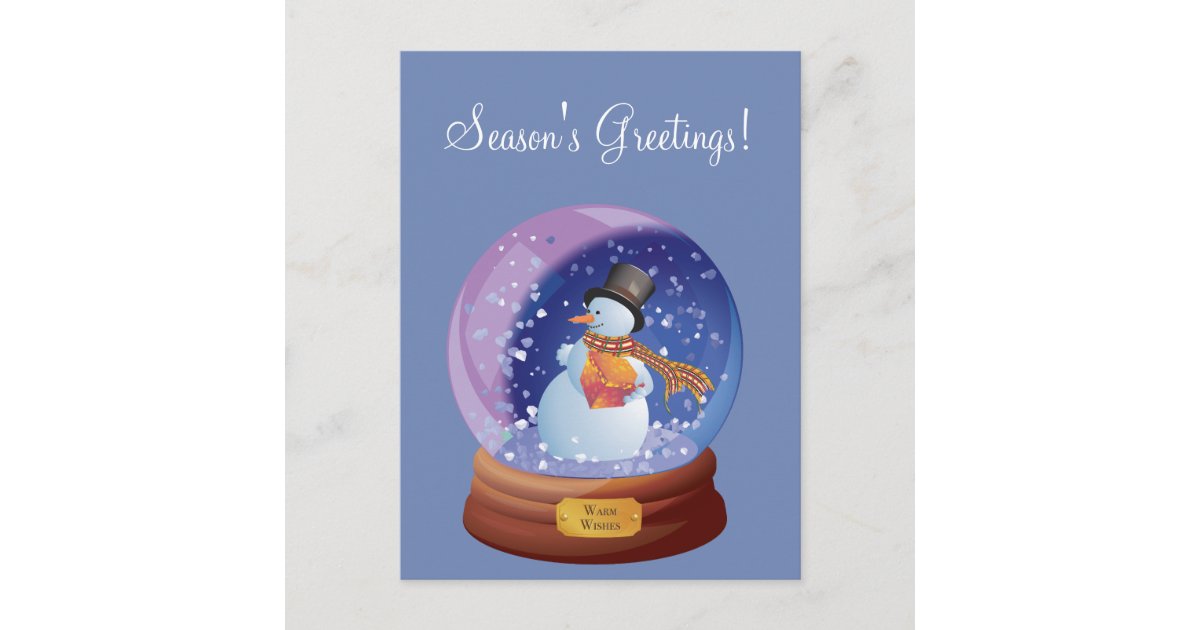 Blue Winter Snowglobe Custom Holiday Postcard | Zazzle