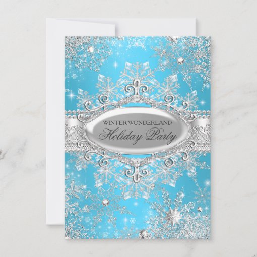 Blue Winter Wonderland Christmas Holiday Party Invitation | Zazzle