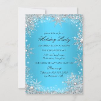 Blue Winter Wonderland Christmas Holiday Party Invitation | Zazzle