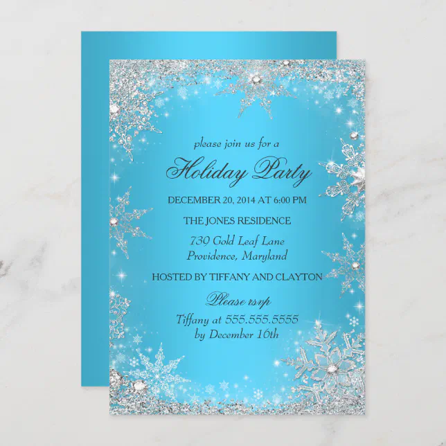 Blue Winter Wonderland Christmas Holiday Party Invitation | Zazzle