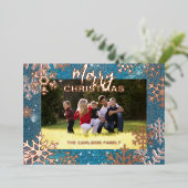 Blue Winter Wonderland Merry Christmas Photo Foil Holiday Card | Zazzle