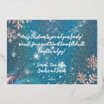 Blue Winter Wonderland Merry Christmas Photo Foil Holiday Card | Zazzle