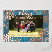 Blue Winter Wonderland Merry Christmas Photo Foil Holiday Card | Zazzle