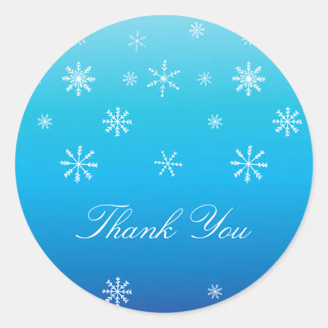 Blue Winter Wonderland Snowflake Baby Thank You Classic Round Sticker ...