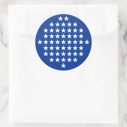 Blue with 50 White Stars American Flag Theme Classic Round Sticker | Zazzle