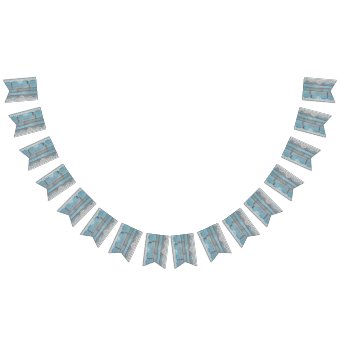 Blue Wooden Panel With White Lace Bunting Flags | Zazzle
