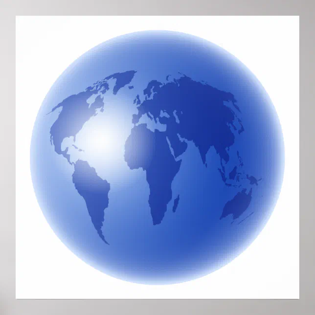 Blue World Globe Poster | Zazzle