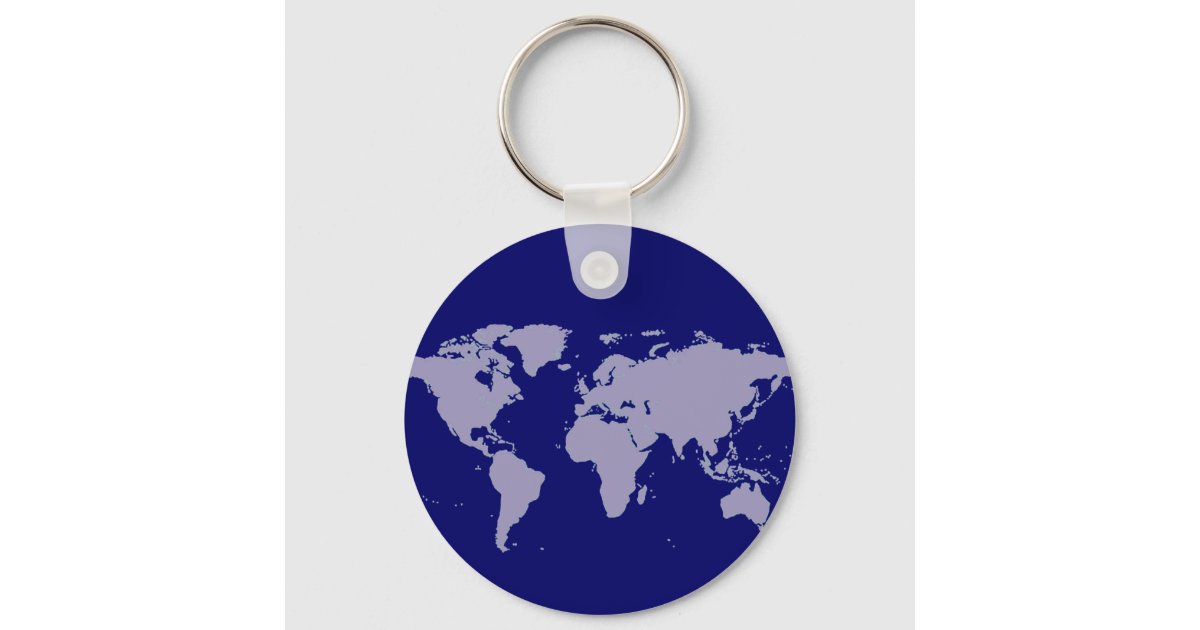 blue world map keychain | Zazzle