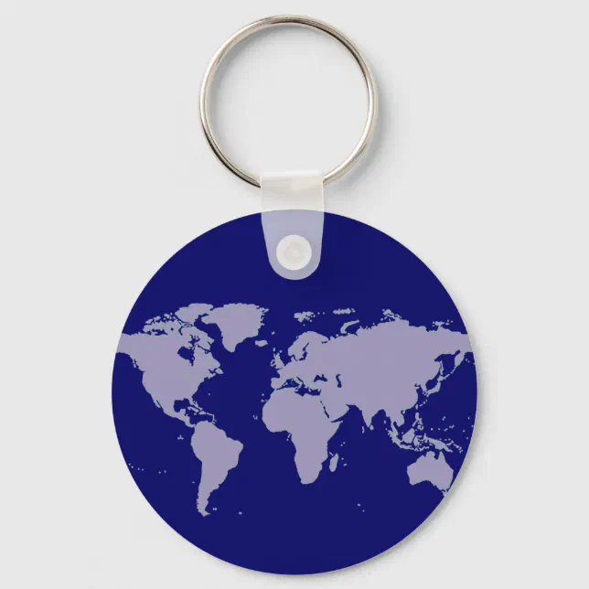 blue world map keychain | Zazzle