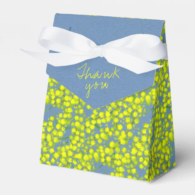 Blue yellow acacia wattle art thank you gift boxes | Zazzle