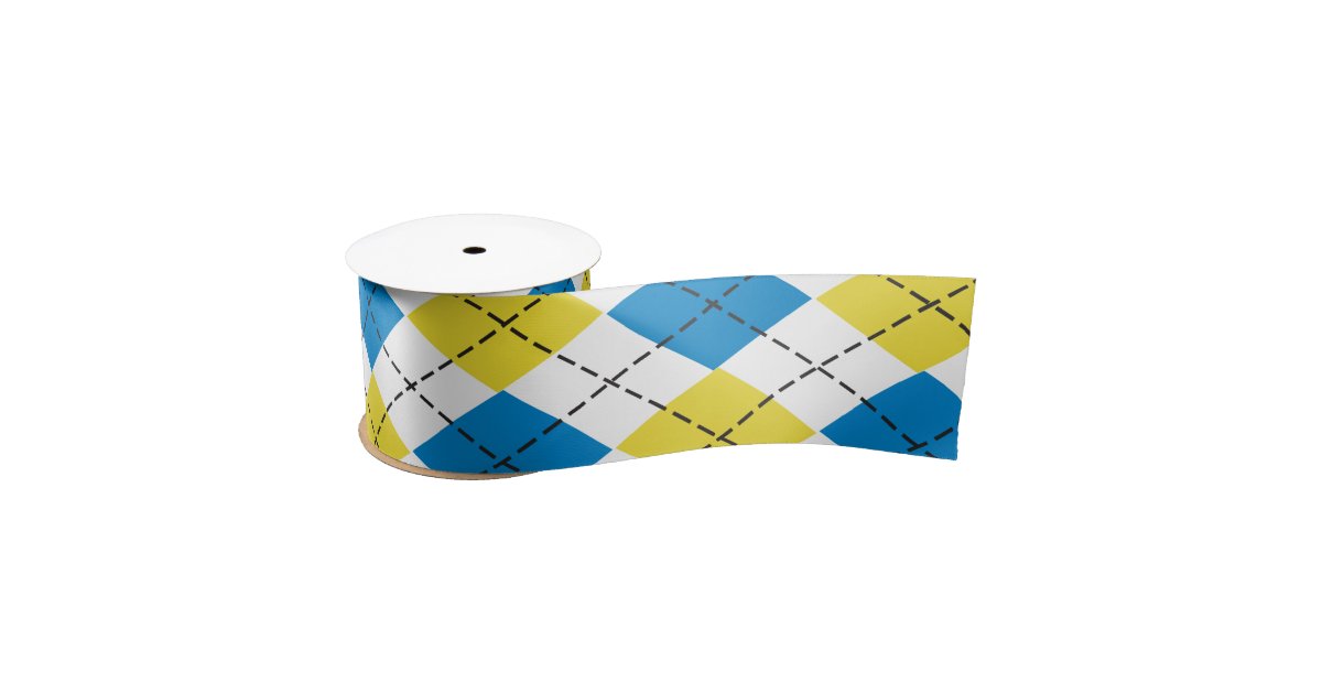 Blue & Yellow Argyle Ribbon | Zazzle