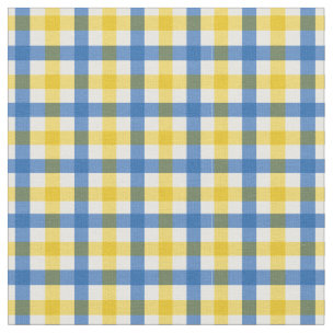 Blue and yellow plaid fabric | Zazzle