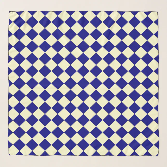 Blue Yellow Checker Diamond Pattern Scarf | Zazzle
