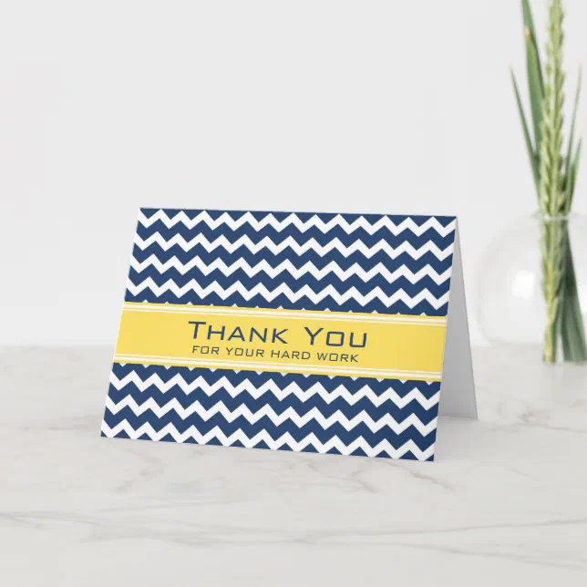 Blue Yellow Chevron Employee Anniversary Card | Zazzle