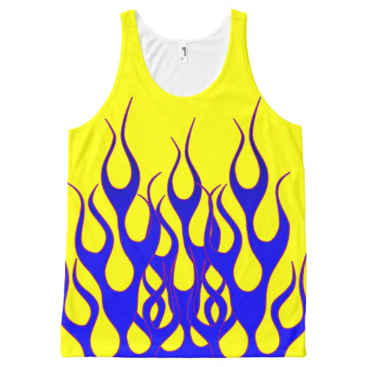 Blue Yellow Flame Graphics All-Over-Print Tank Top | Zazzle