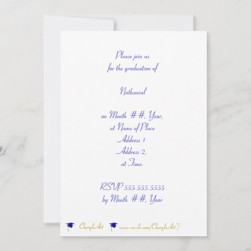 Blue & Yellow Graduation Cap & Tassel Invitations | Zazzle