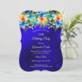 Blue yellow Hibiscus Tropical Floral Party Invitation | Zazzle