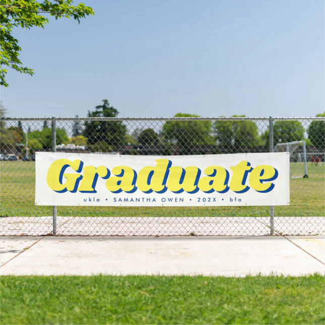 Blue Yellow Huge Editable Modern Graduation Banner | Zazzle