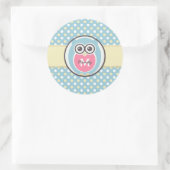 Blue Yellow Owl Cartoon Monogram Sticker | Zazzle