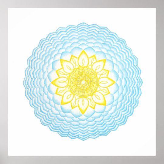 Blue Yellow Protection Mandala Geometrical Poster | Zazzle.com