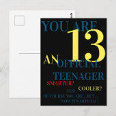 Blue Yellow Red 13 Official Teenager Boy Birthday Postcard | Zazzle