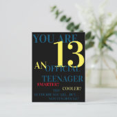 Blue Yellow Red 13 Official Teenager Boy Birthday Postcard | Zazzle