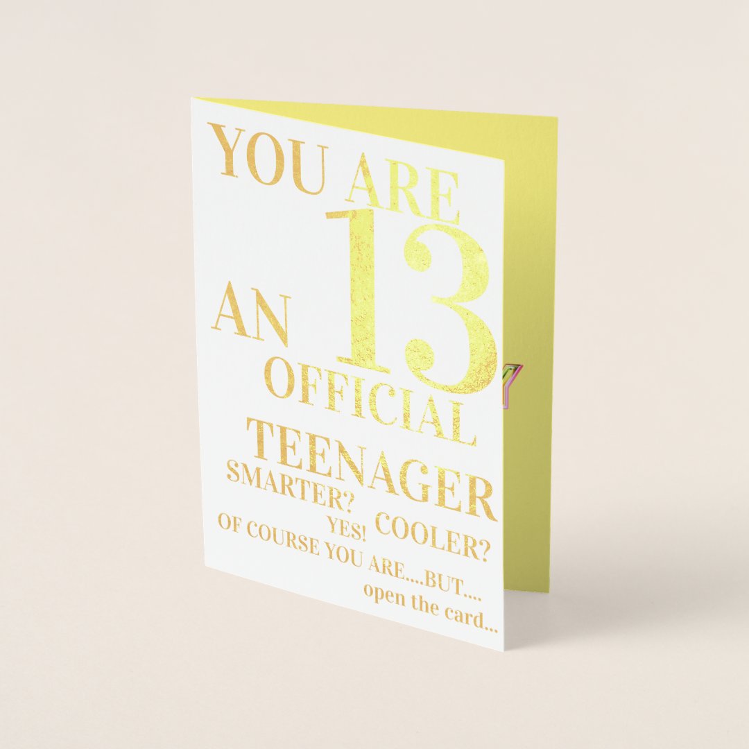 Blue Yellow Red 13th Official Teenager Birthday Foil Card | Zazzle