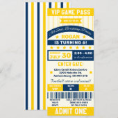 Blue & Yellow Sports Themed Ticket Birthday Party Invitation | Zazzle