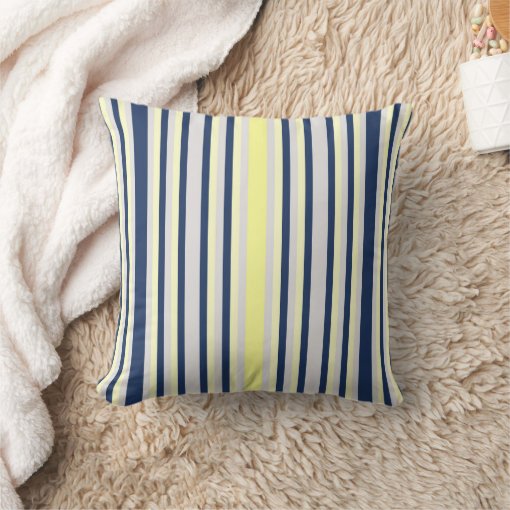 Blue & Yellow Striped Throw pillow | Zazzle