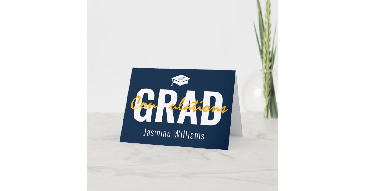 Blue Yellow White Congradulations Graduate Card | Zazzle